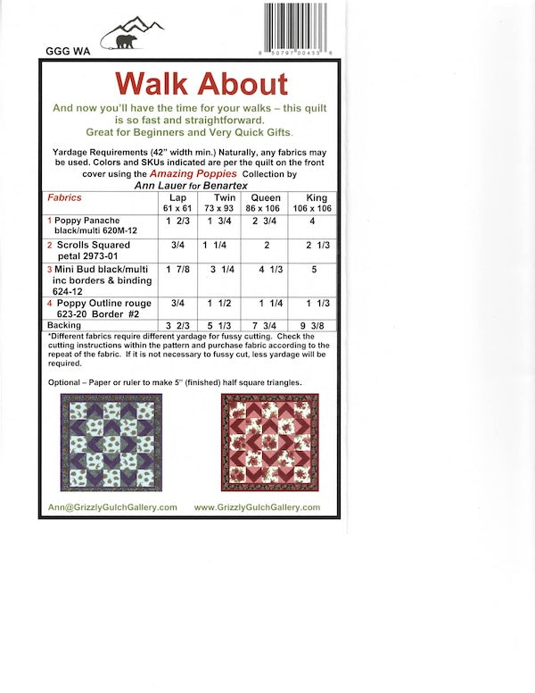 Walk About Quilt Pattern by Ann Lauer – Wax Arrow & Assoc. LLC d/b/a ...
